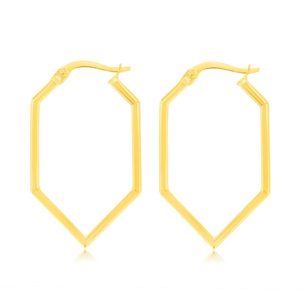 9ct Yellow Gold Hexagonal Hoop Earrings – Grahams Jewellers