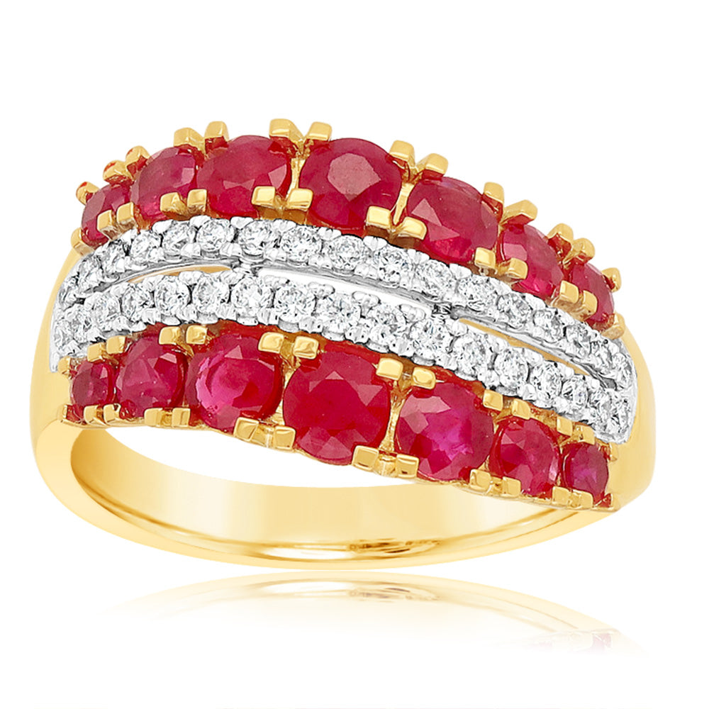 18ct Yellow And White Gold Diamond And Natural Ruby Ring – Grahams ...