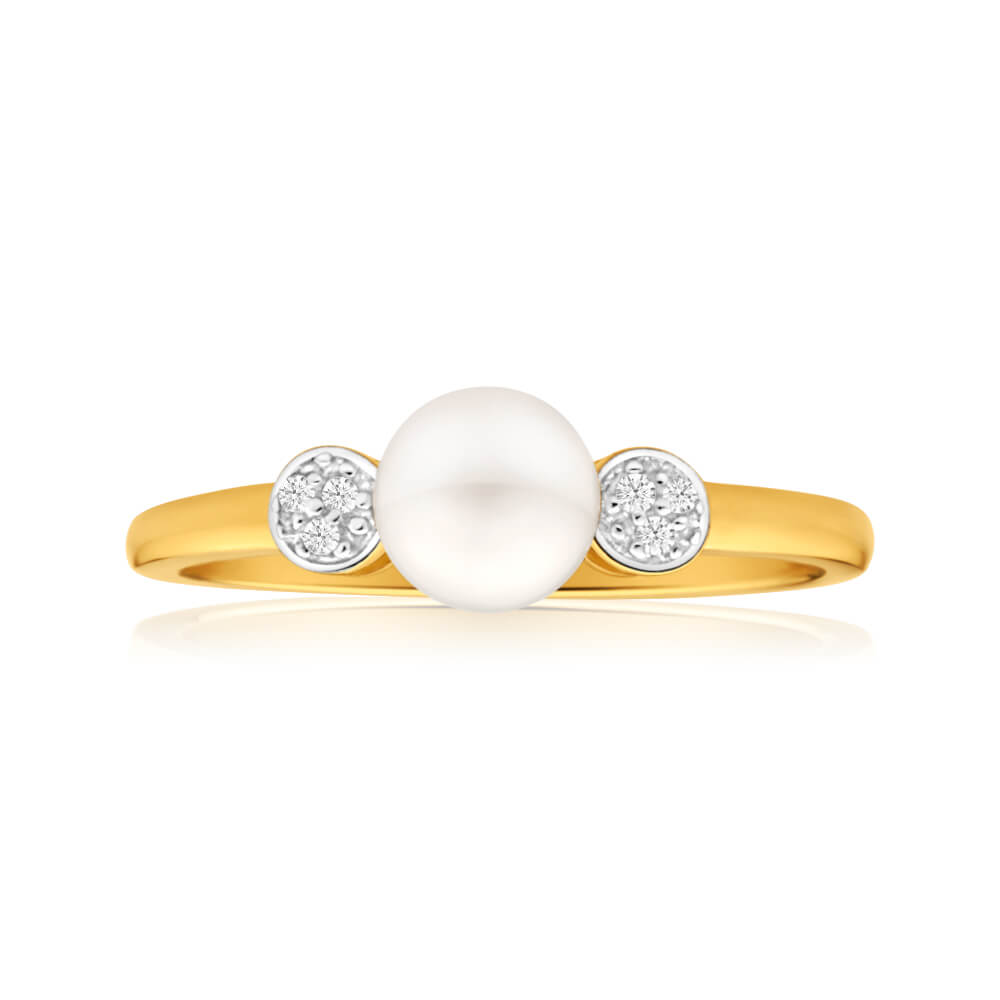 9ct Yellow Gold Divine Diamond + Pearl Ring – Grahams Jewellers