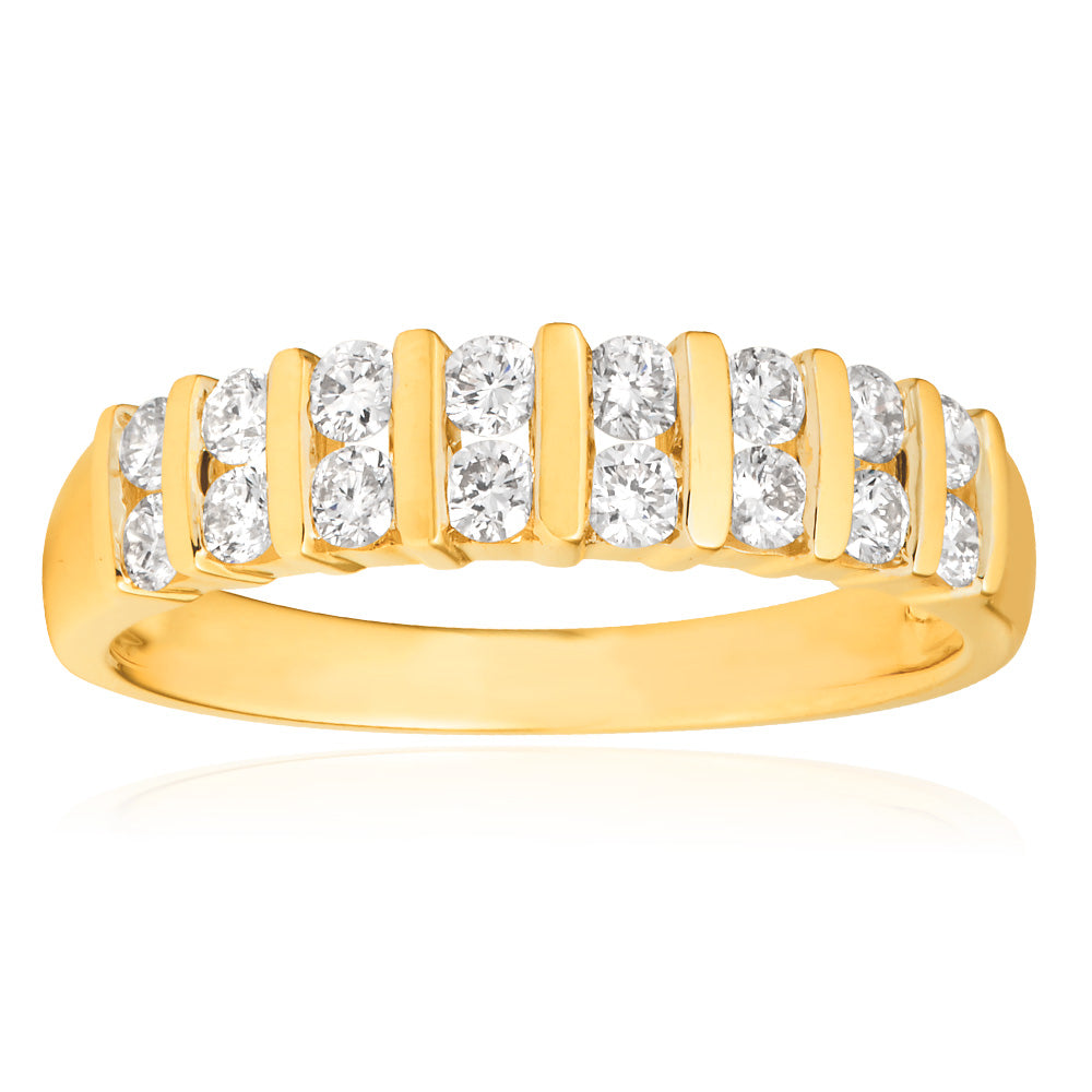 9ct Yellow Gold 1/2 Carat Double Row Channel Set Diamond Ring – Grahams ...