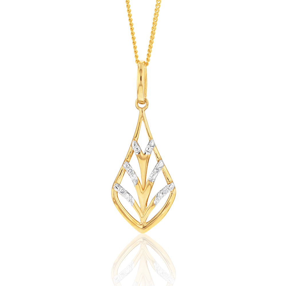9ct Yellow Gold Diamond Leaf Pendant – Grahams Jewellers