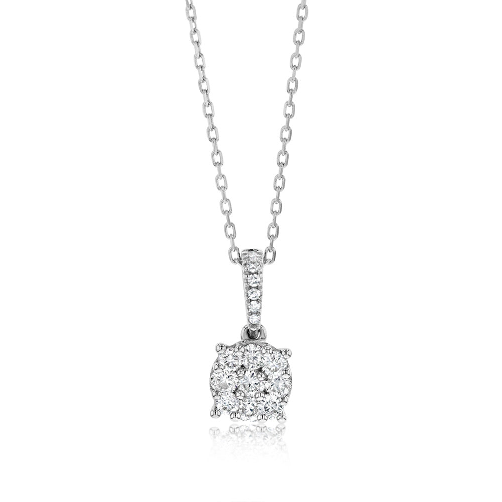 9ct White Gold 1/4 Carat Diamond Pendant On 40cm Chain – Grahams Jewellers