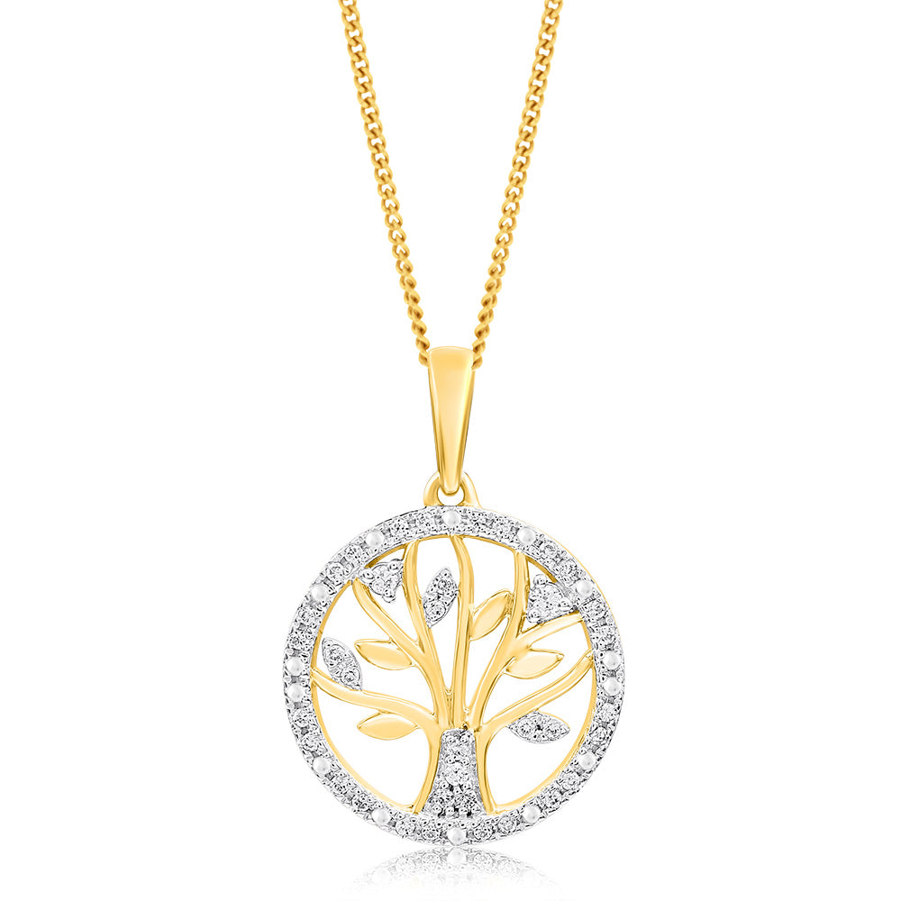 Diamond Tree of Life Pendant in 9ct Yellow Gold – Grahams Jewellers