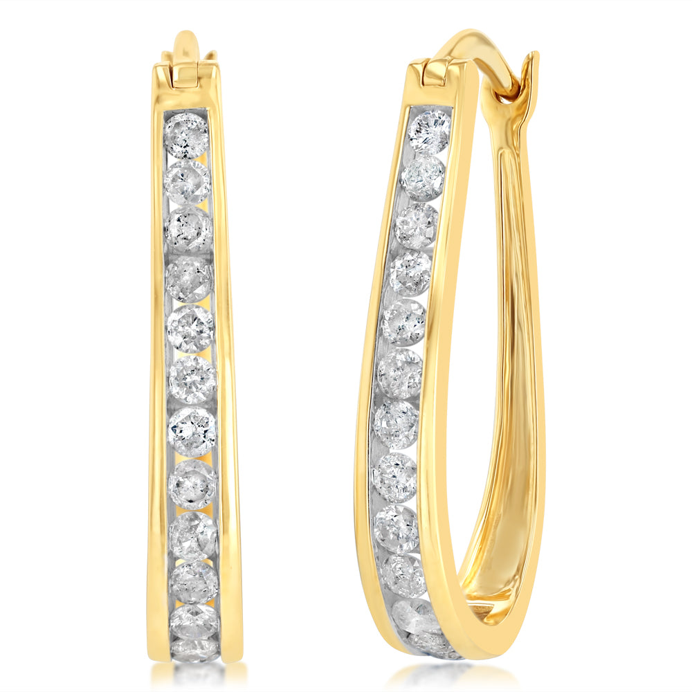 1 Carat Diamond Hoop Earrings in 9ct Yellow Gold – Grahams Jewellers
