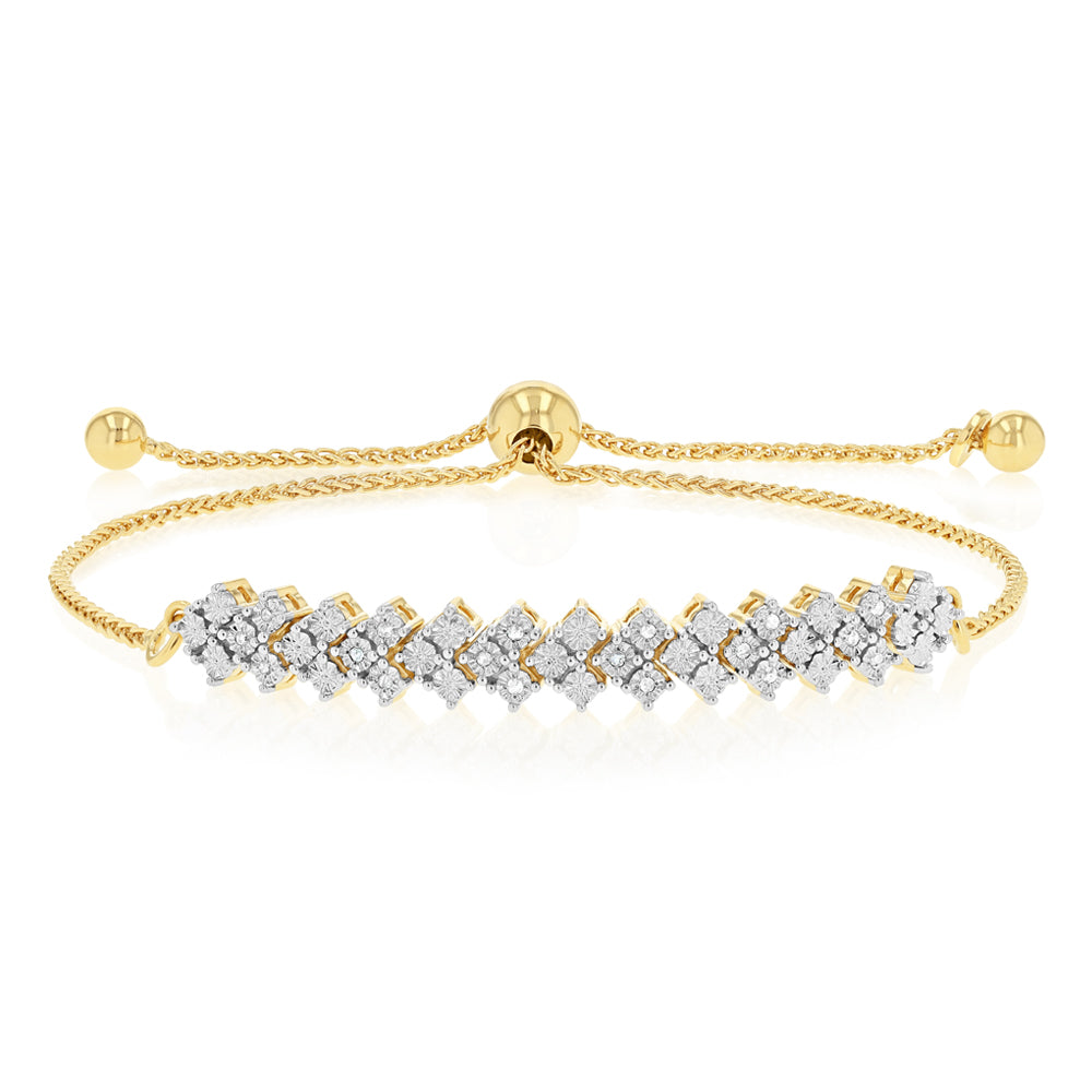 Diamond Slider Bracelet with 18 Round Brilliant Cut Diamonds in Gold P ...