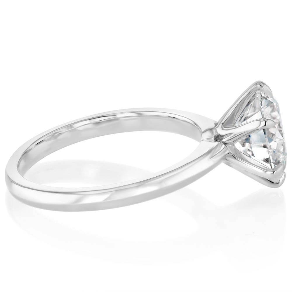 Luminesce Lab Grown Sterling Silver 3 Carat Diamond Solitaire Ring ...