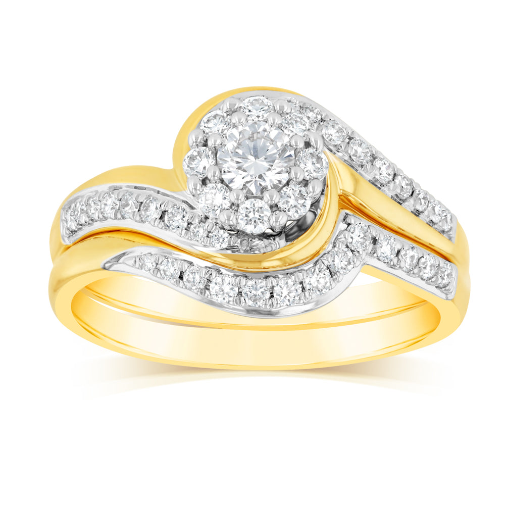 Luminesce Lab Grown 1/2 Carat Bridal Set Diamond Ring in 9ct Yellow Go ...