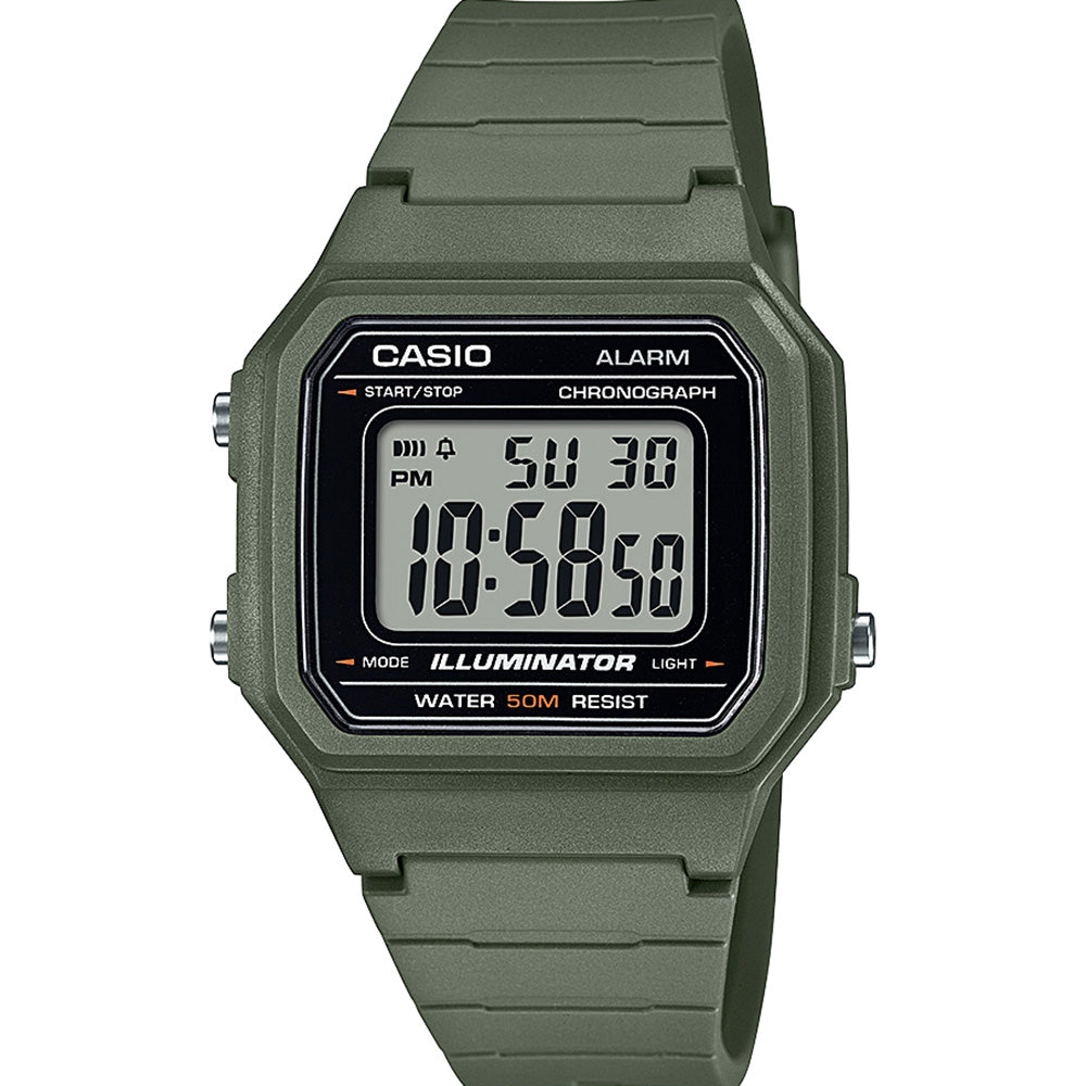 Casio W217H-3A Utility Khaki Green Digital Watch – Grahams Jewellers