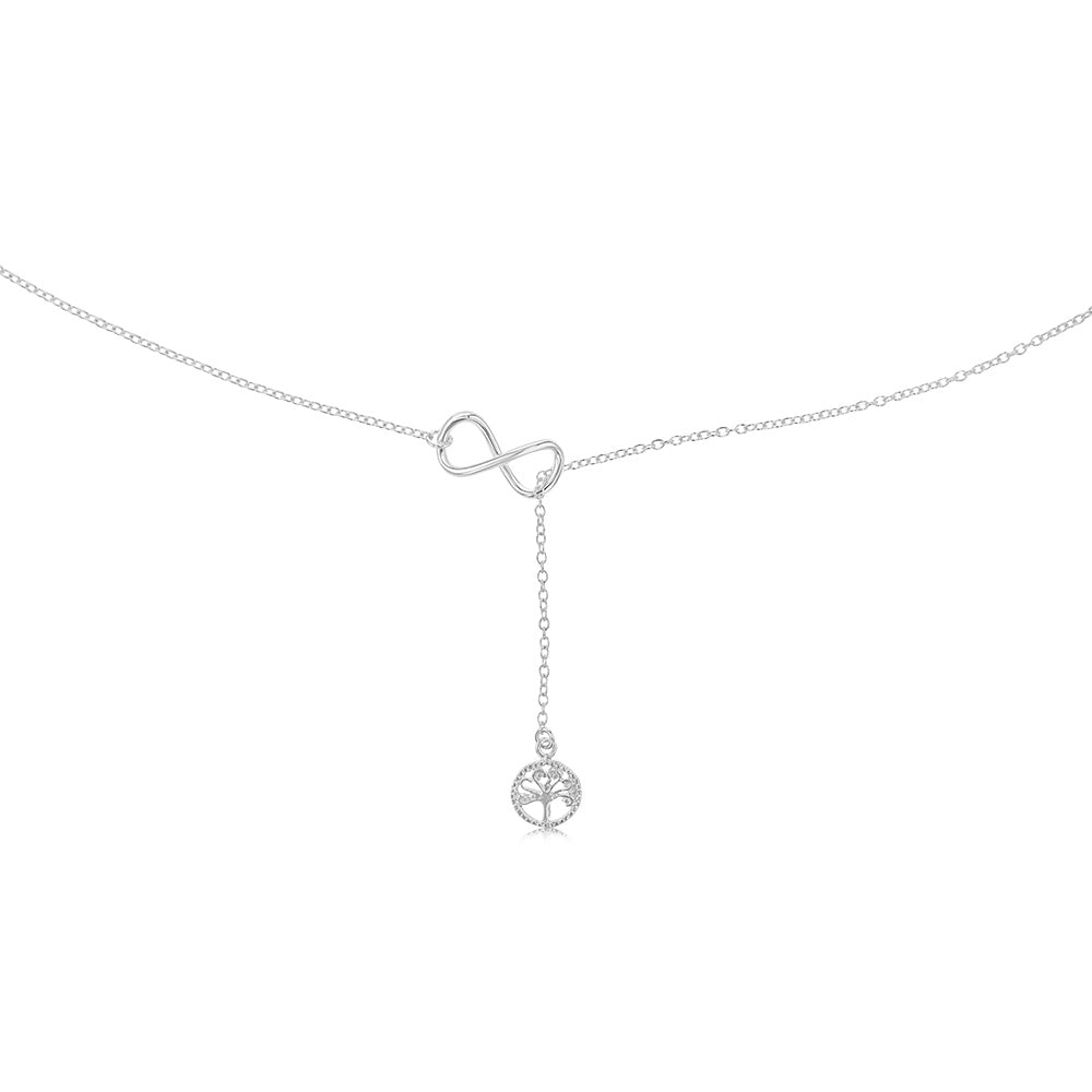 Sterling Silver Infinity And Tree Of Life Charm 45cm Chain– Grahams Jewellers