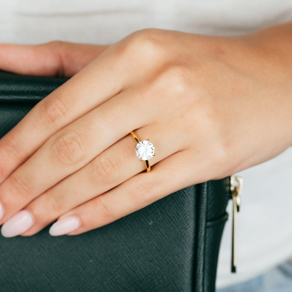 Sterling Silver Gold Plated Brilliant Cut White Zirconia Ring – Grahams ...