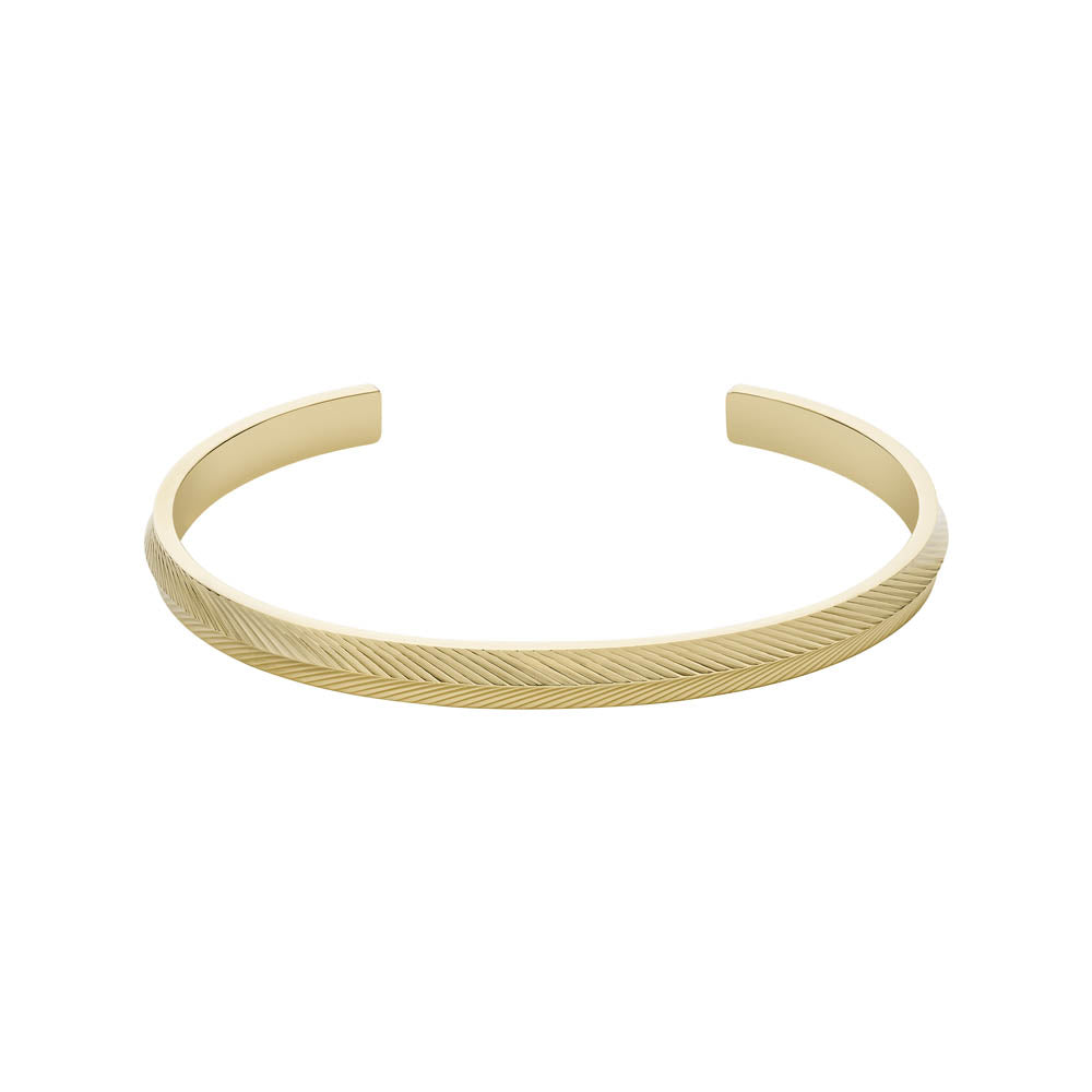 Fossil Yellow Gold Plated Stainless Steel Harlow Open Bangle– Grahams ...
