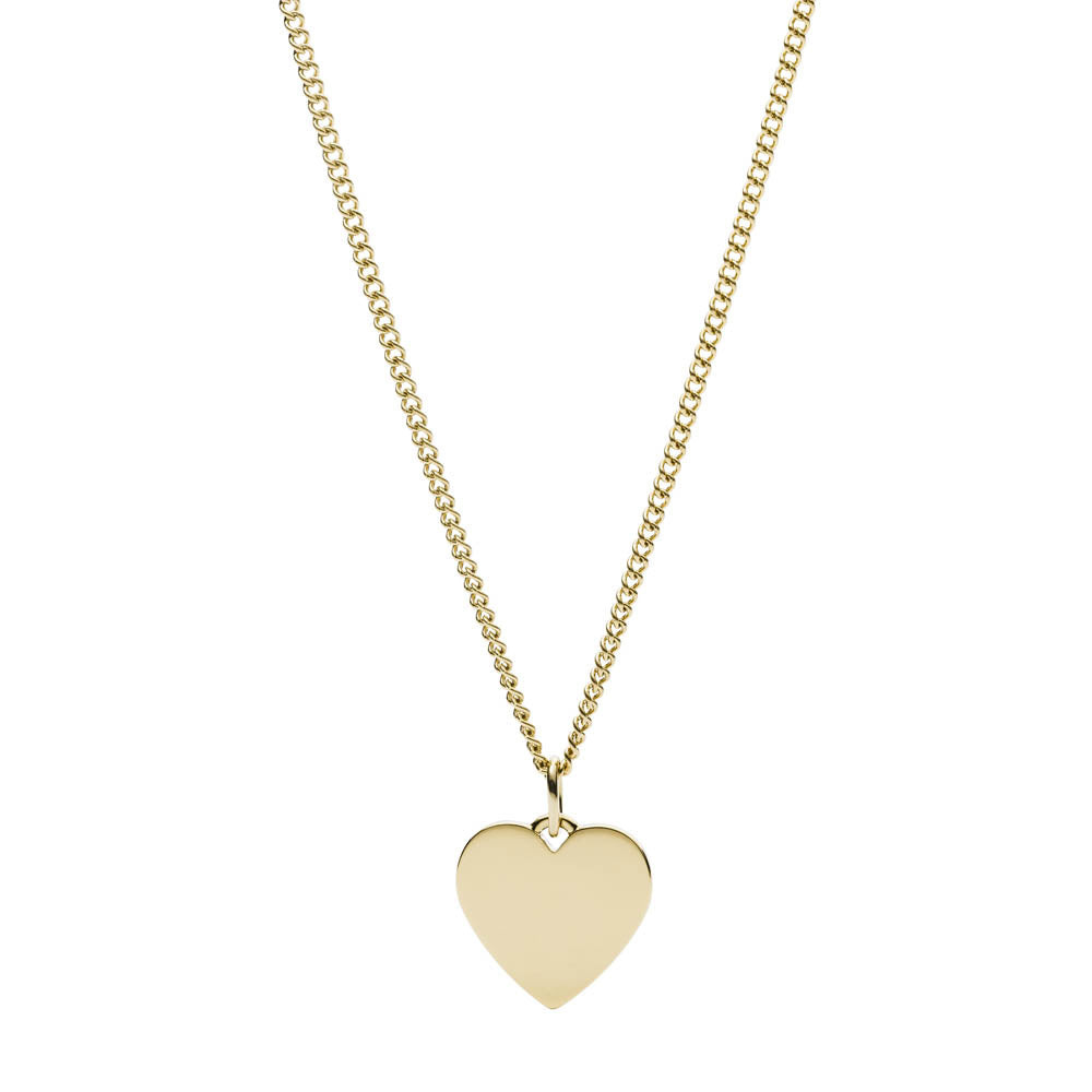 Fossil Yellow Gold Plated Stainless Steel Drew Heart Pendant with Chai ...