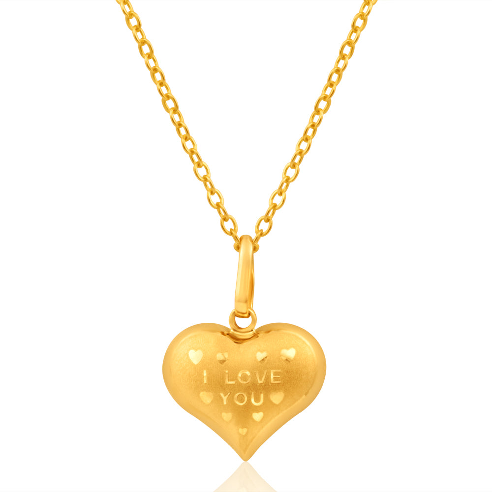 9ct Yellow Gold I Love You Pendant – Grahams Jewellers