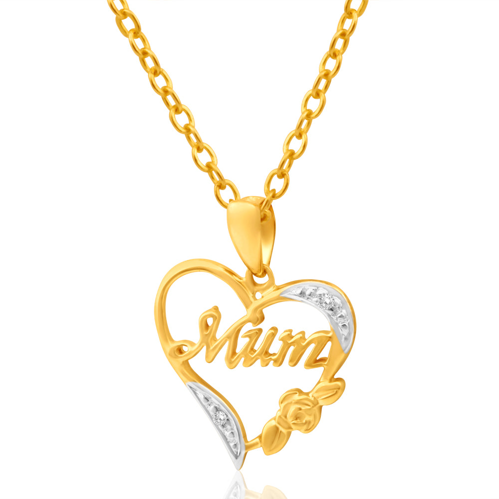 9ct Yellow Gold Mum Diamond Pendant – Grahams Jewellers
