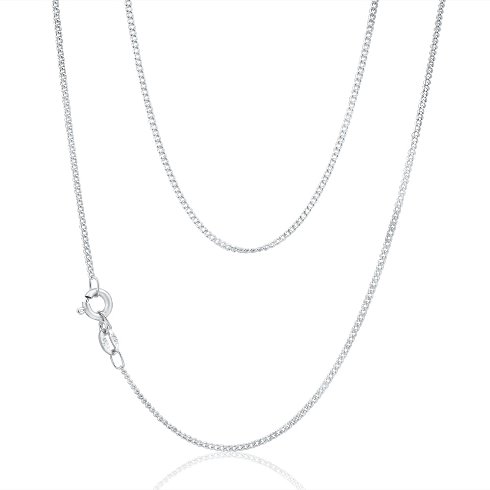 9ct White Solid Gold Diamond Cut Curb 50cm Chain – Grahams Jewellers