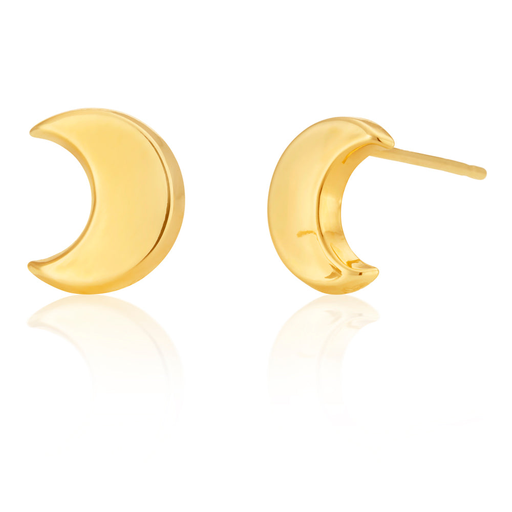 9ct Yellow Gold Half Moon Stud Earrings – Grahams Jewellers
