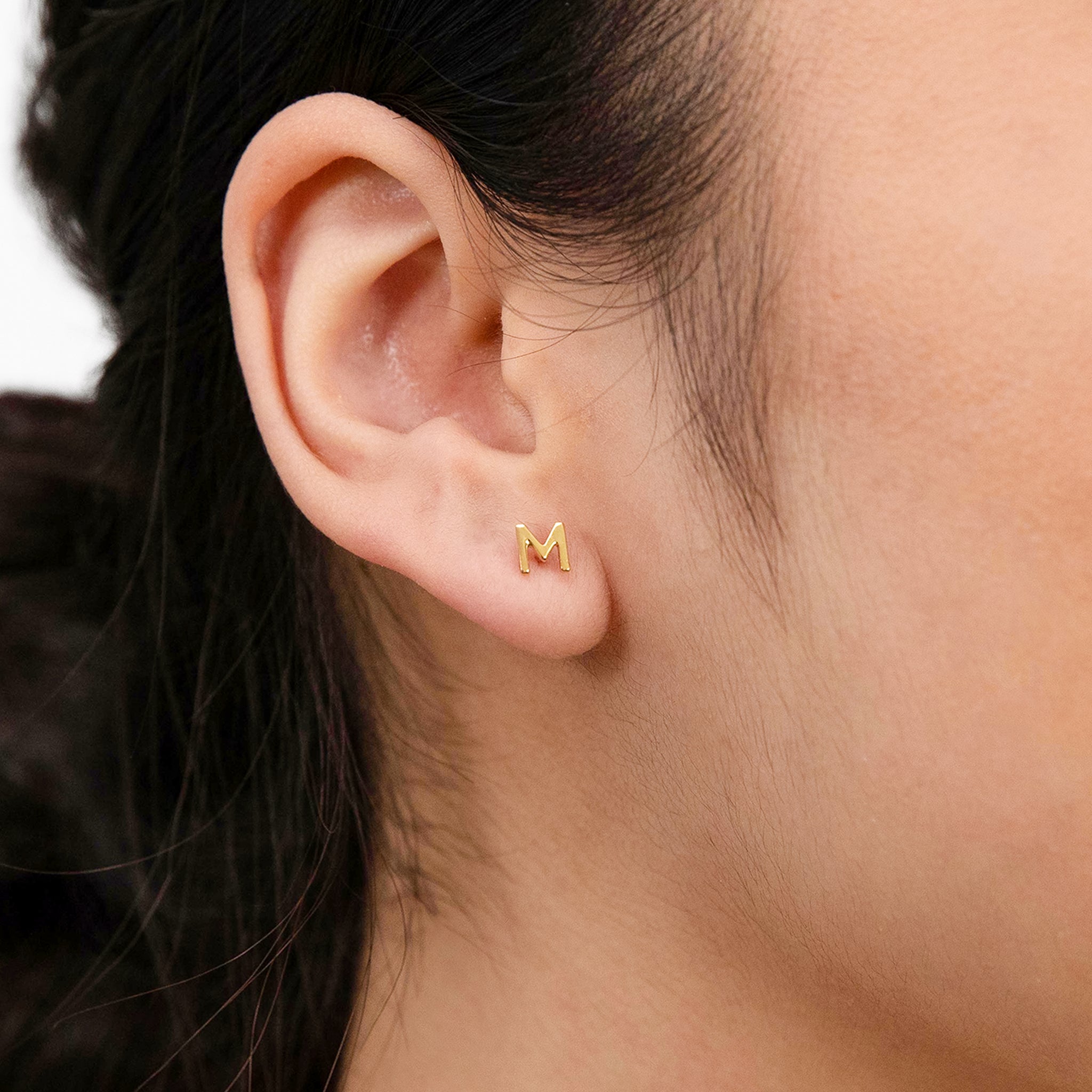 9ct Yellow Gold Mini Initial M Stud Earrings Grahams Jewellers