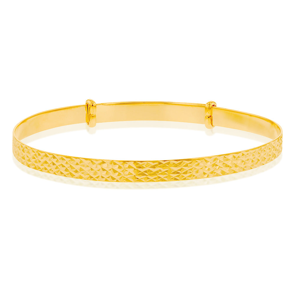 9ct Yellow Gold Expandable Diamond Cut Baby Bangle – Grahams Jewellers