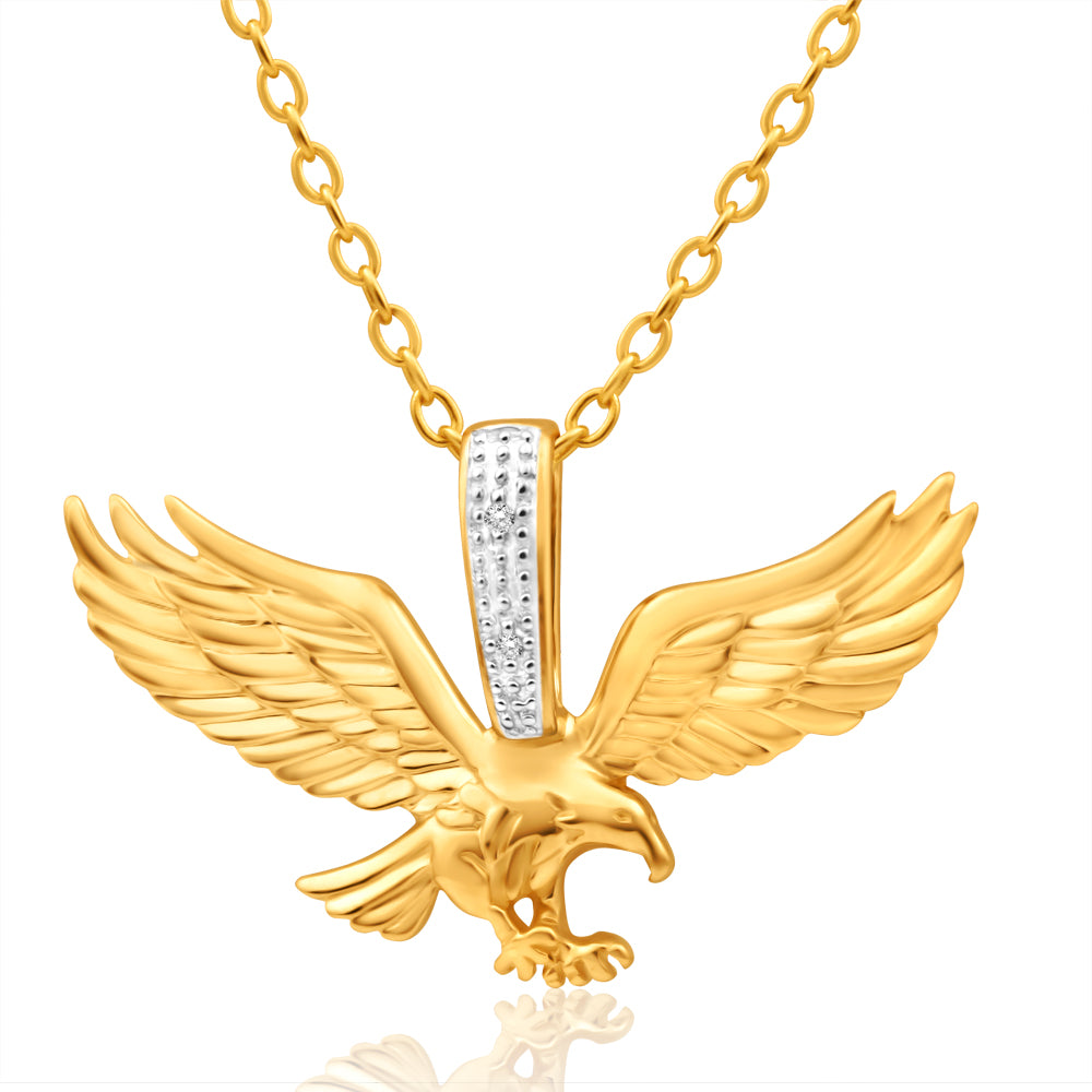 9ct Yellow Gold Diamond Eagle Pendant – Grahams Jewellers