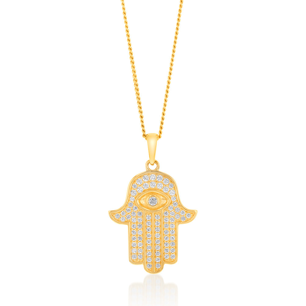 9ct Yellow Gold Zirconia Hamsa Pendant – Grahams Jewellers