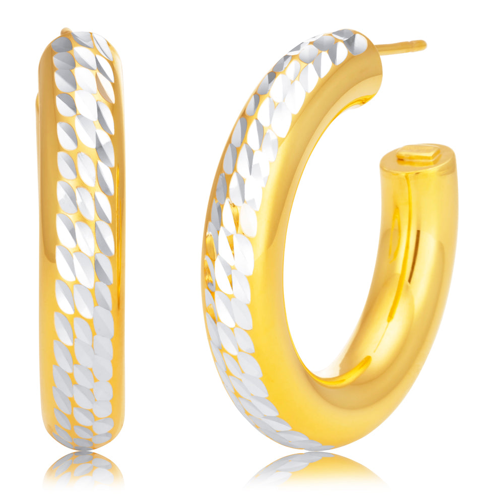 9ct Gold Filled 20mm Diamond Cut Half Hoop Earrings – Grahams Jewellers 9ct Gold Filled 20mm Diamond Cut Half Hoop Earrings – Grahams Jewellers
