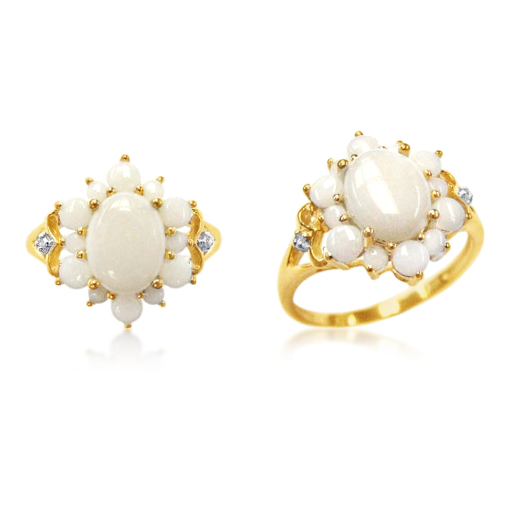 9ct Yellow Gold 1.58ct Opal Ring with Diamonds – Grahams Jewellers