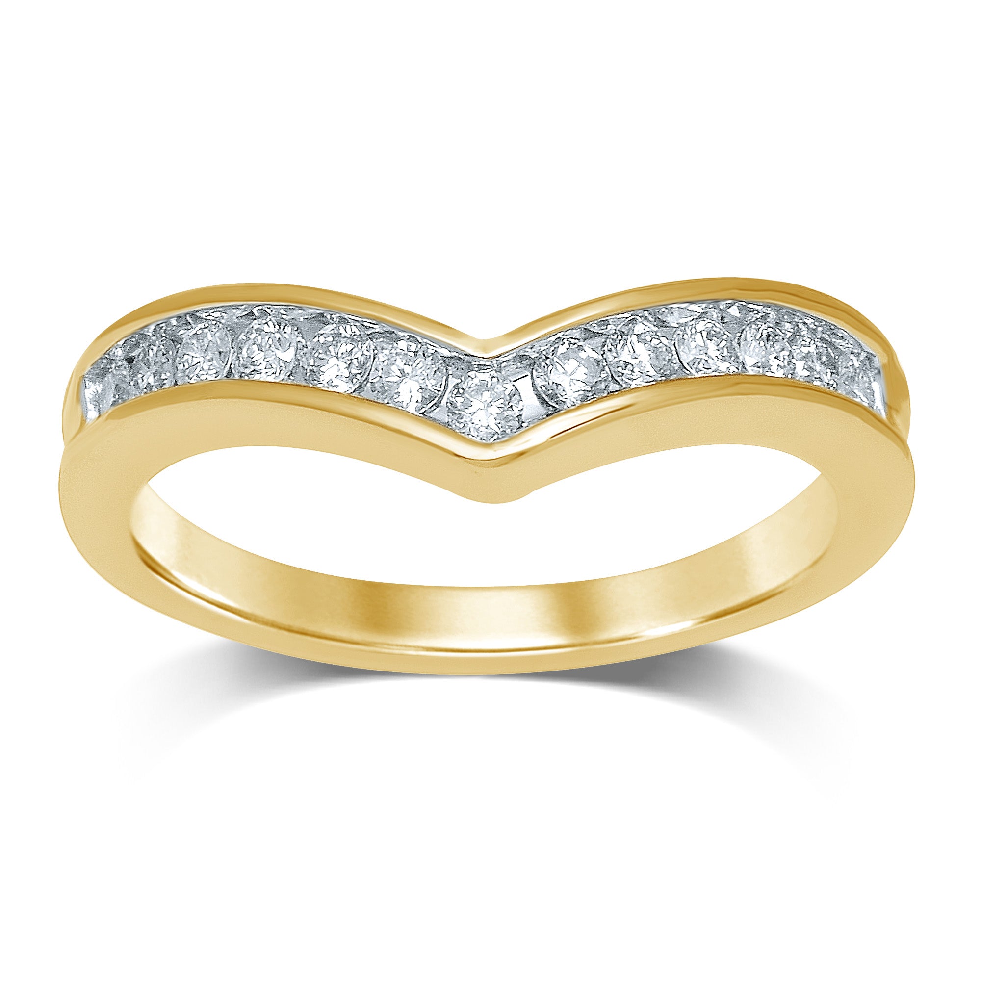 9ct Yellow Gold Contour Diamond Ring with 13 Brilliant Diamonds ...