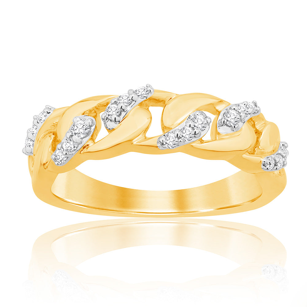 9ct Yellow Gold Diamond Link Ring – Grahams Jewellers