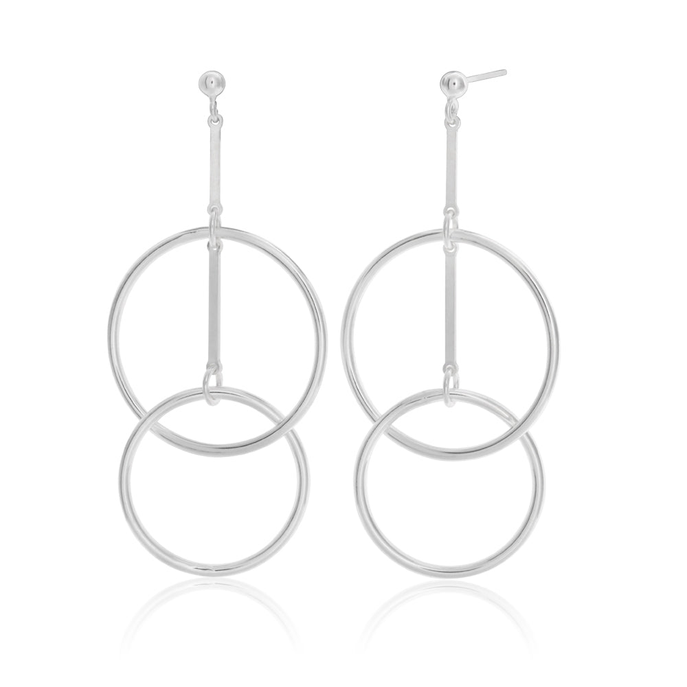 Sterling Silver Double Hoop Drop Earrings – Grahams Jewellers