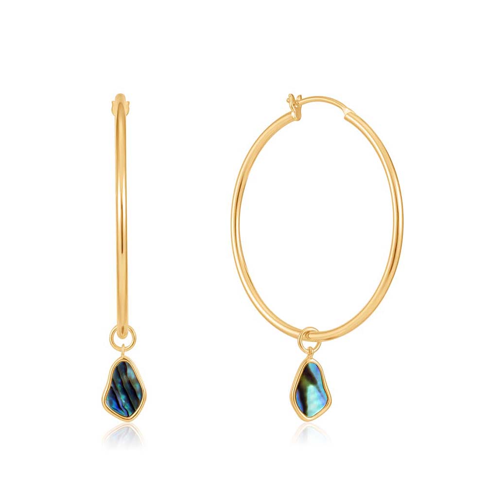 Ania Haie Gold Plated Sterling Silver Tidal Abalone Drop Hoop Earrings – Grahams Jewellers