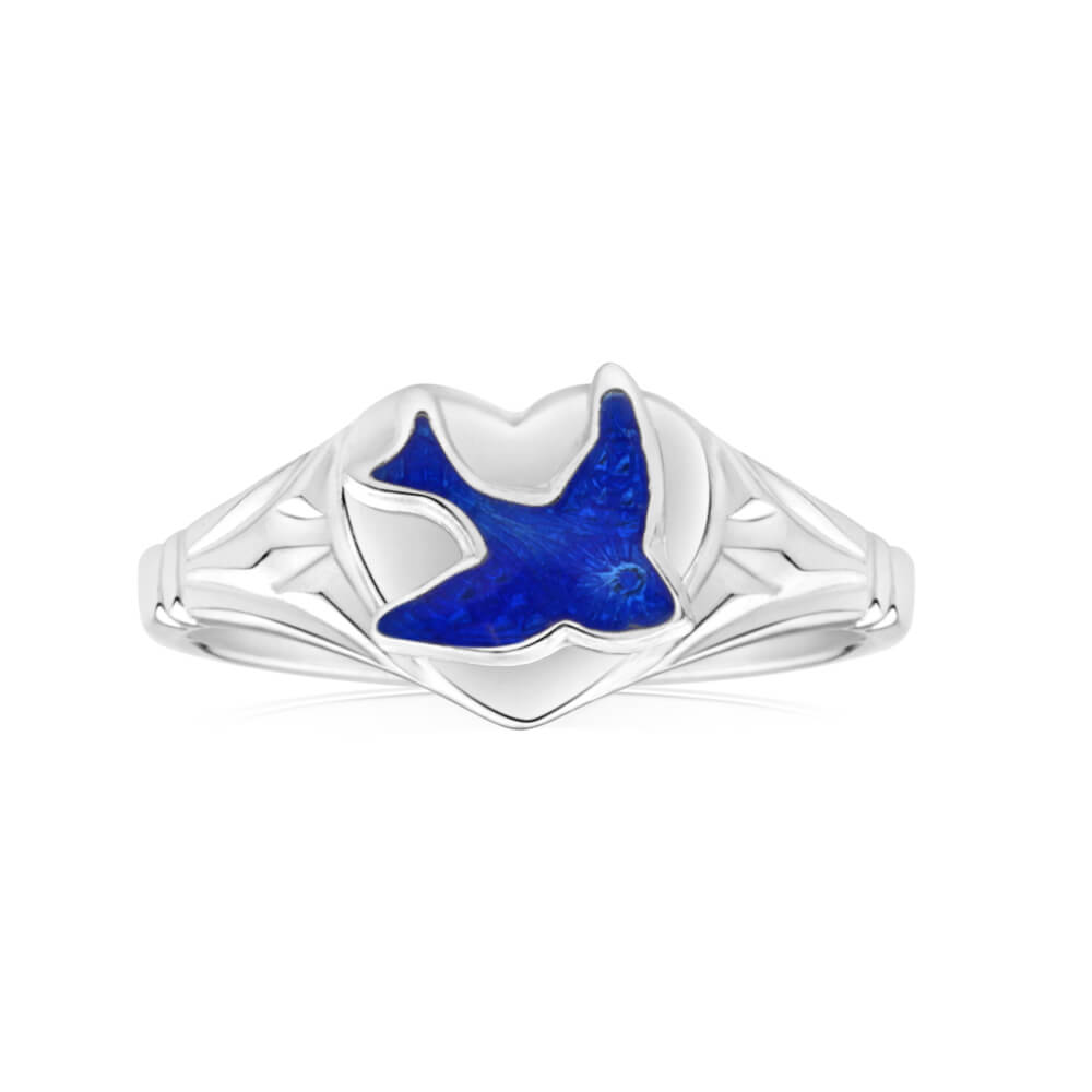 Sterling Silver Kids Signet Ring With Bluebird – Grahams Jewellers